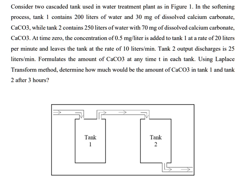 SOLVED: Consider two cascaded tank used in water treatment plant as in ...