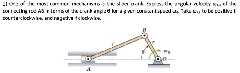 1) One of the most common mechanisms is the slider-crank. Express the ...