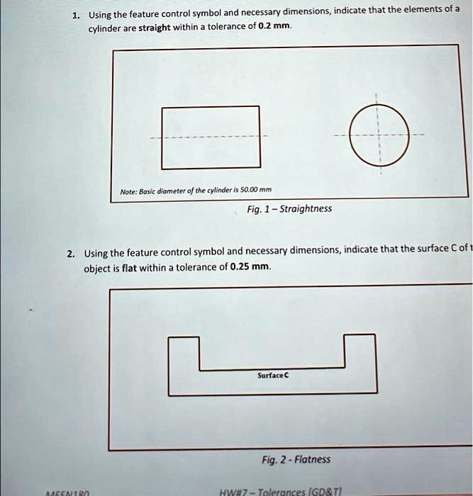 SOLVED: 1. Using the feature control symbol and necessary dimensions, indicate that the elements ...