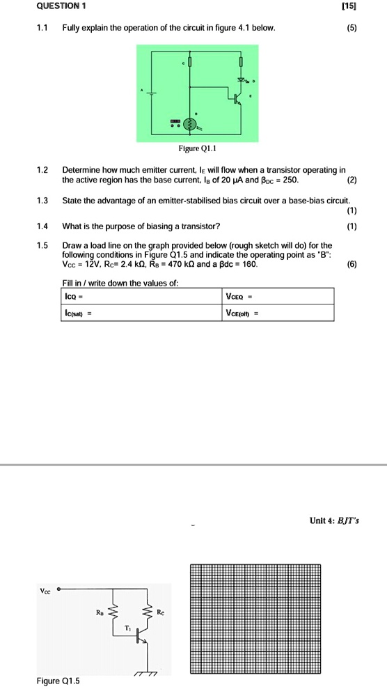 SOLVED: Bipolar junction transistor QUESTION [15] Fully explain the operation of the circuit in ...