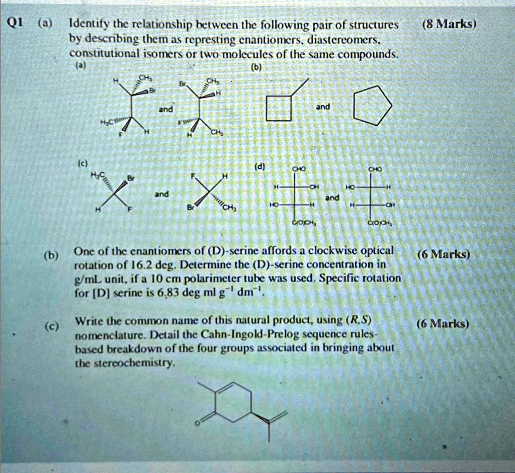 Q1 (a) Identify the relationship between the following pair of ...