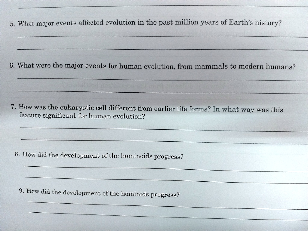 SOLVED: What major events affected evolution in the past million years ...