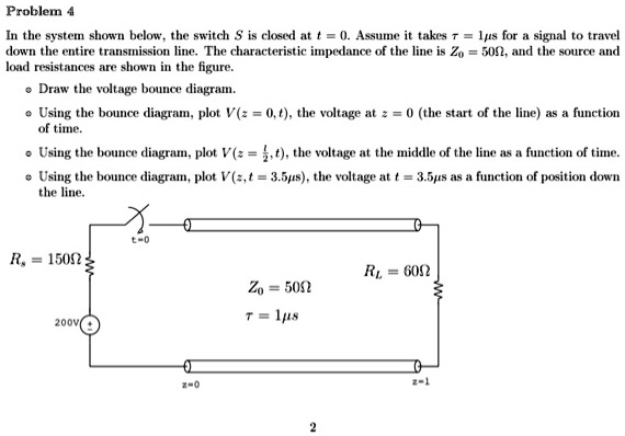SOLVED: Problem 4: In the system shown below, the switch S is closed at t = 0. Assume it takes T ...