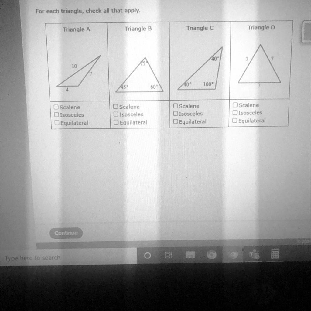 SOLVED: 'CAN ANYBODY HELP ME PLZ For each triangle, check all that ...