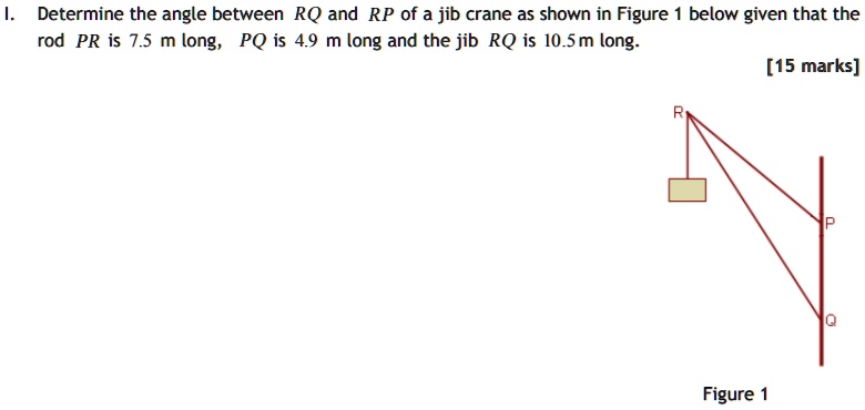 SOLVED: Determine the angle between RQ and RP of a jib crane as shown ...