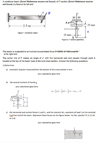 A cantilever beam (Error! Reference source not found.) of T-section ...