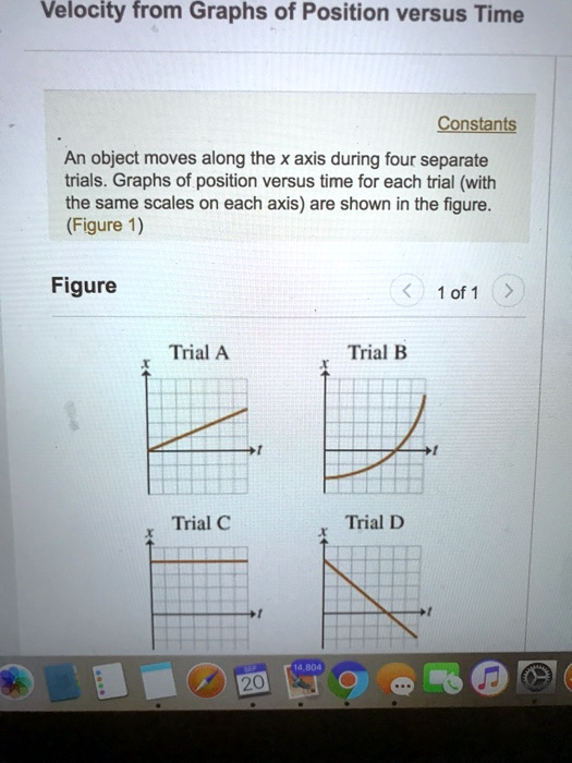 SOLVED: Velocity from Graphs of Position versus Time Constants An object moves along the x axis ...