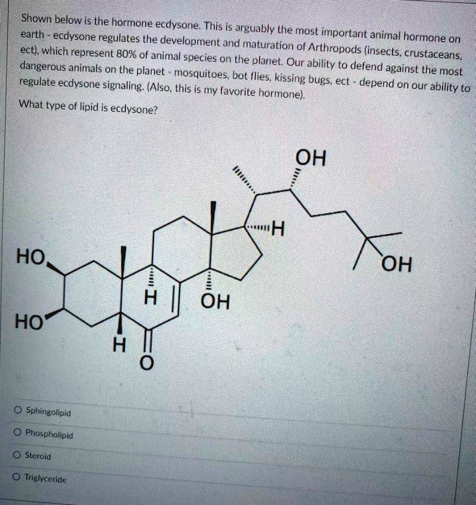 SOLVED: Shown below is the hormone ecdysone. This is early ecdysone ...