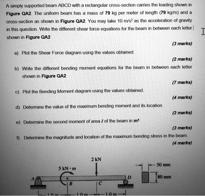 A simply supported beam ABCD with a rectangular cross-section carries the loading shown in ...