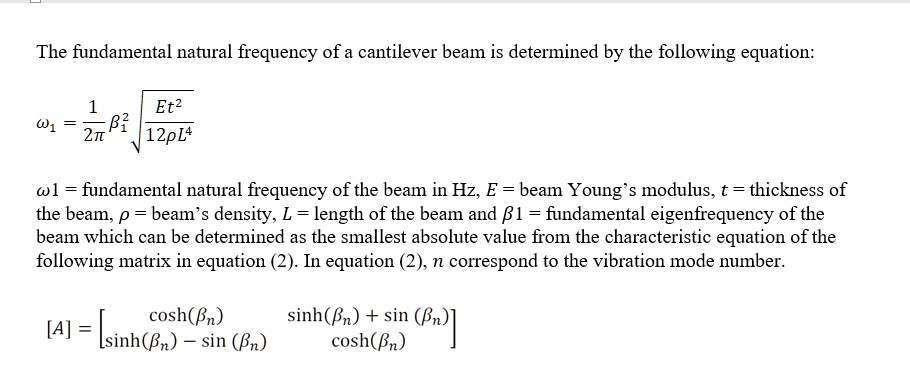 SOLVED:The fundamental natural frequency of a cantilever beam is ...