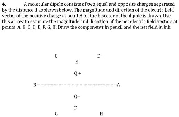 SOLVED: A molecular dipole consists of two equal and opposite charges ...