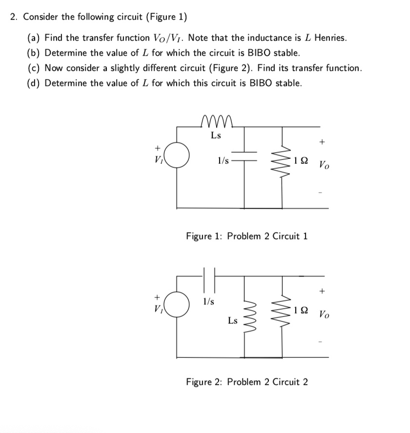SOLVED: 2. Consider the following circuit (Figure 1) (a) Find the transfer function Vo/Vi. Note ...