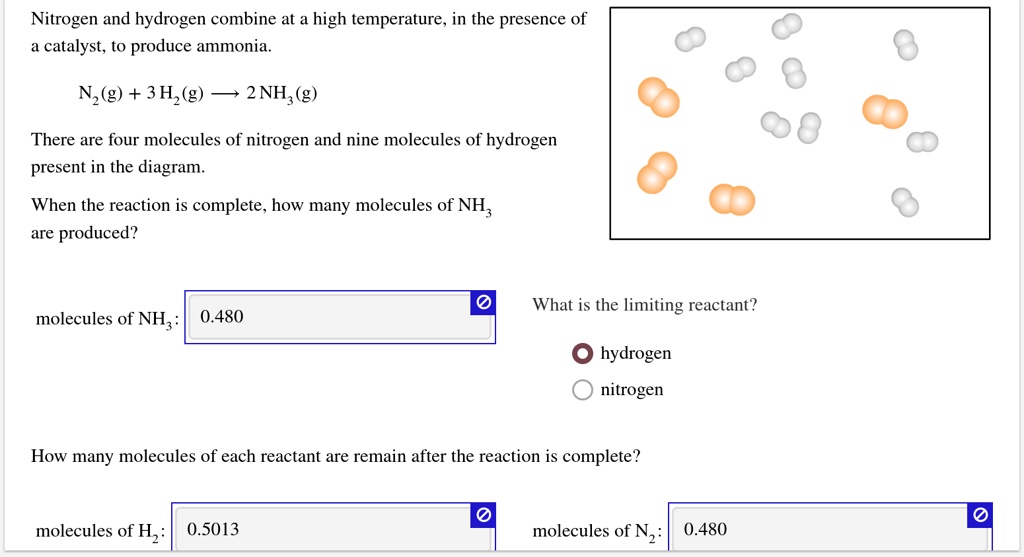 SOLVED: Nitrogen and hydrogen combine at a high temperature in the ...