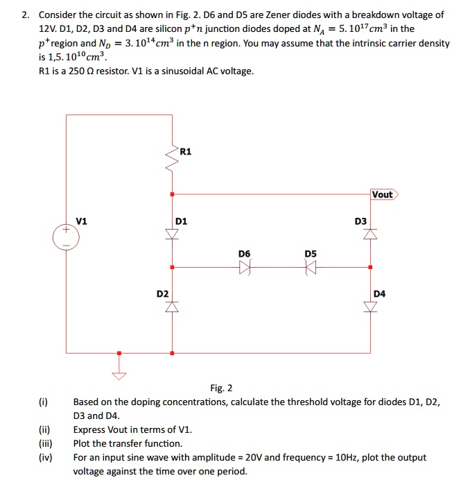VIDEO solution: 2. Consider the circuit as shown in Fig.2.D6 and D5 are Zener diodes with a ...