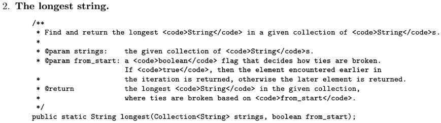 Solved Please Implement The Following Function In Java Using A Single Method Chain The Longest