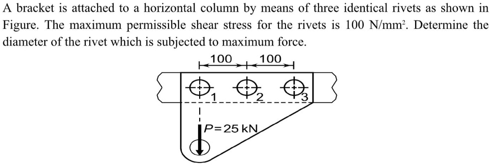 A bracket is attached to a horizontal column by means of three ...