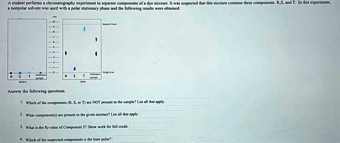 A student performs a chromatography experiment to separate components ...