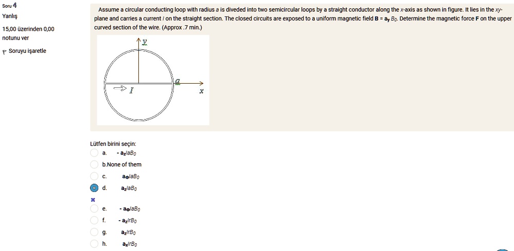 SOLVED: Assume a circular conducting loop with radius a is divided into two semicircular loops ...