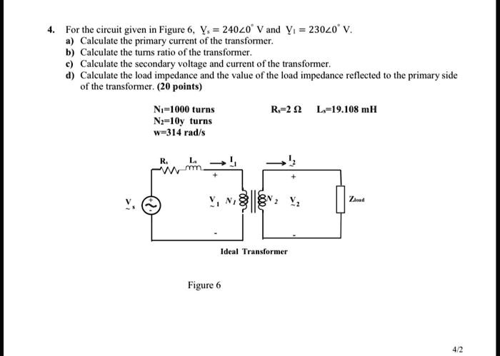 SOLVED: 4.For the circuit given in Figure 6,=2400Vand V=2300V a ...
