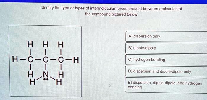 identify the type or types of intermolecular forces present between ...