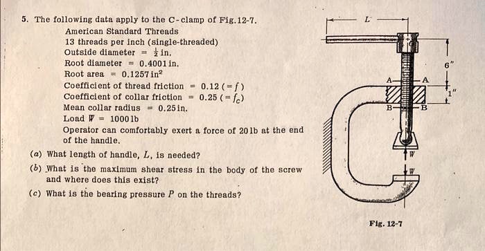 The following data apply to the C-clamp of Fig.12-7. American Standard ...
