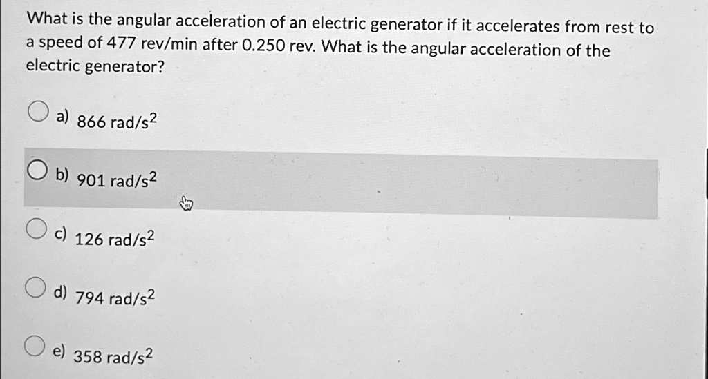 Solved What Is The Angular Acceleration Of An Electric Generator If It Accelerates From Rest To 