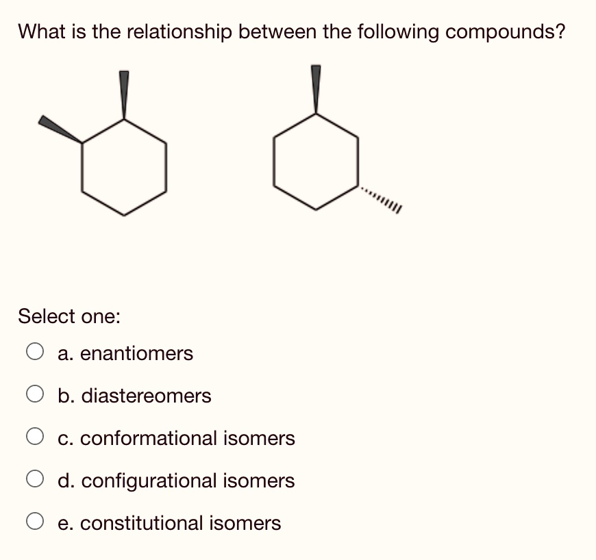 SOLVED: What is the relationship between the following compounds? Select one: a. enantiomers b ...