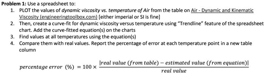 SOLVED: Problem 1: Use a spreadsheet to: 1. PLOT the values of dynamic ...