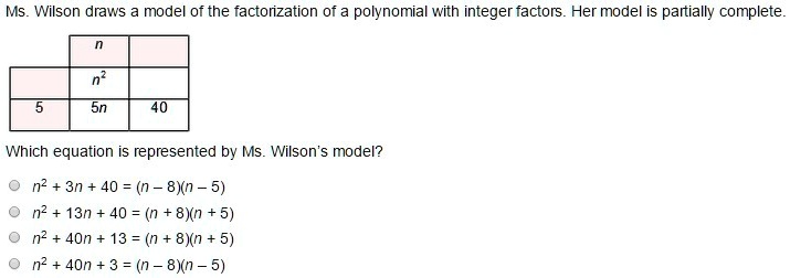 Ms. Wilson draws a model of the factorization of a polynomial with ...
