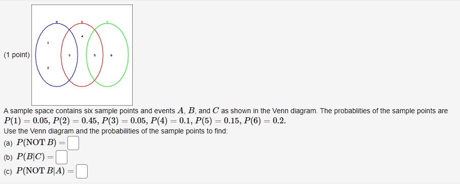 point a sample space contains six sample points and events a b and c as ...