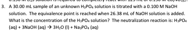 a 3000 ml sample of an unknown hzpoa solution is titrated with 0100 m naoh solution the ...