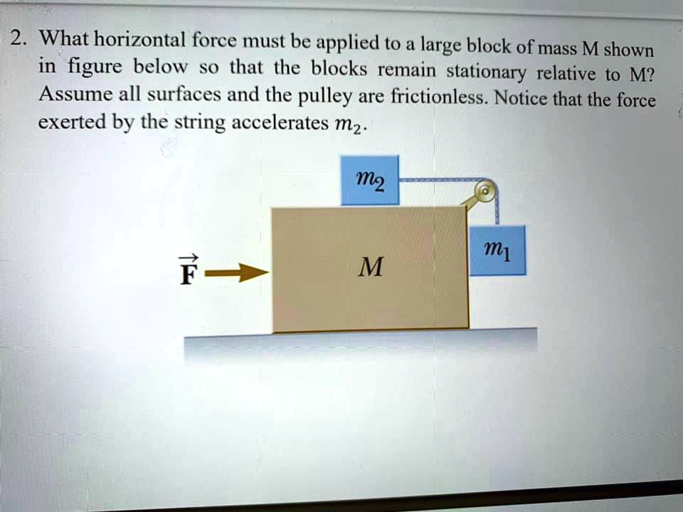 2 what horizontal force must be applied to a large block of mass m ...