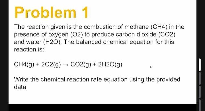 problem 1 the reaction given is the combustion of methane mathrmch 4 in the presence of oxygen ...