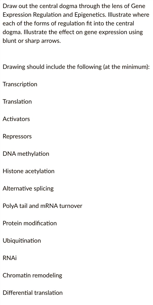 SOLVED: Draw out the central dogma through the lens of Gene Expression ...