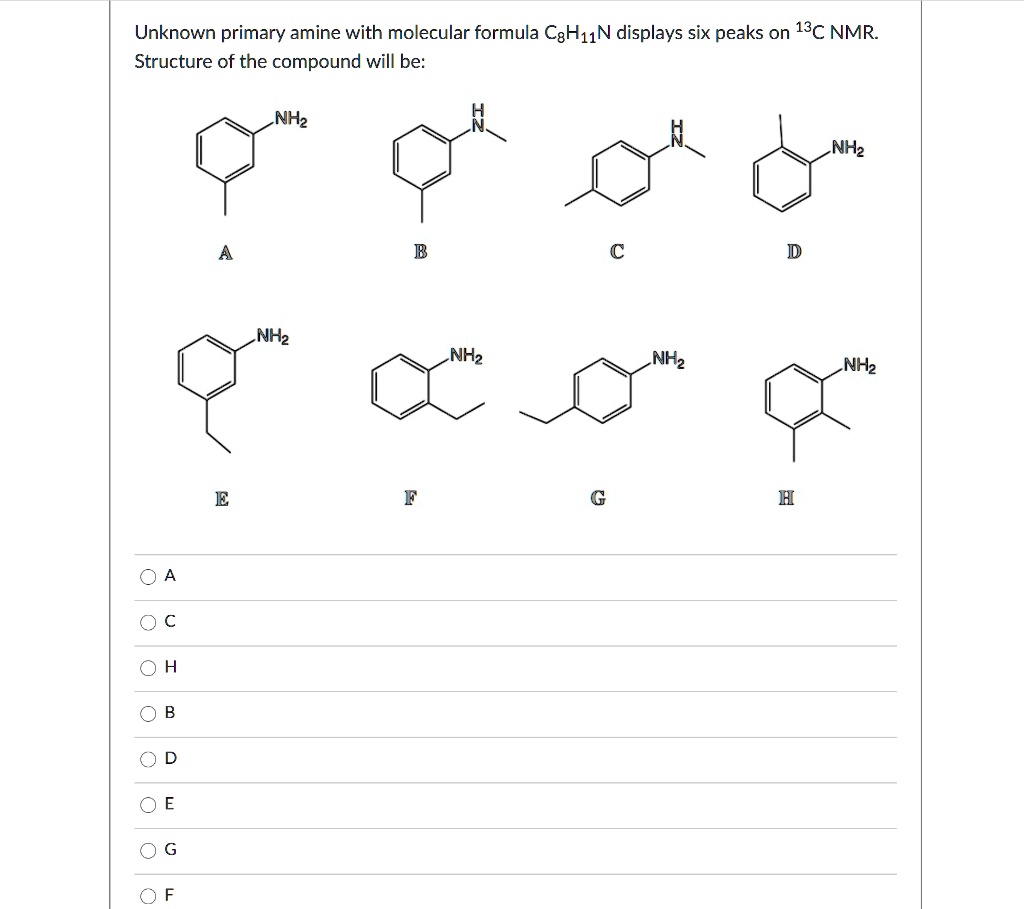 SOLVED: Unknown primary amine with molecular formula C6H11N displays ...