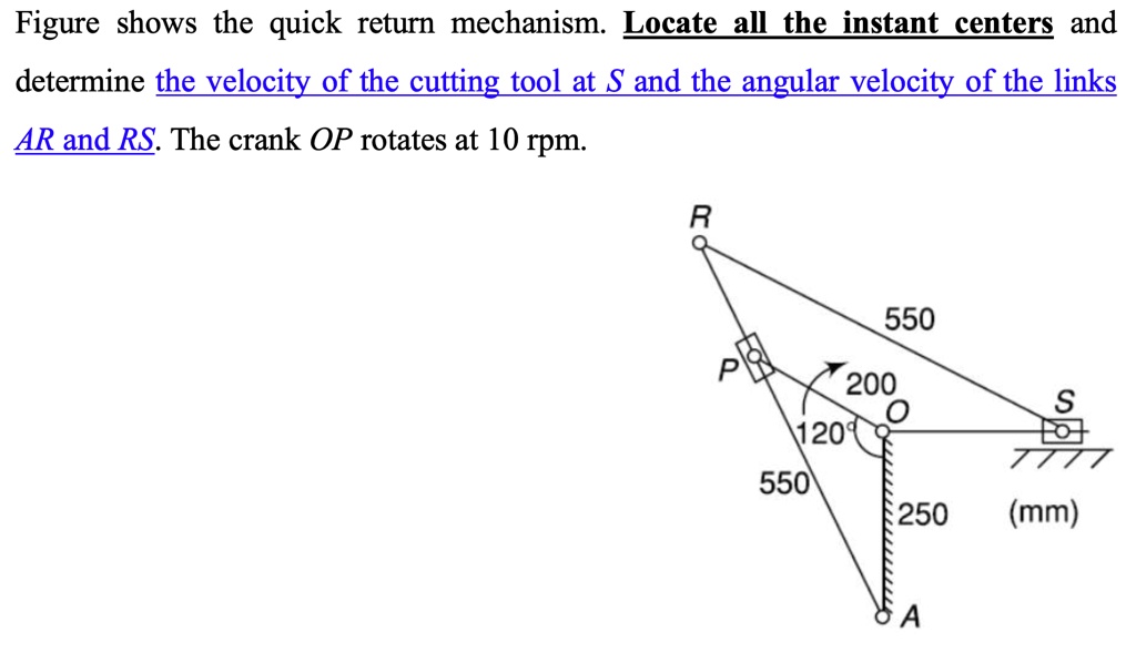 Figure shows the quick return mechanism. Locate all the instant centers and determine the ...