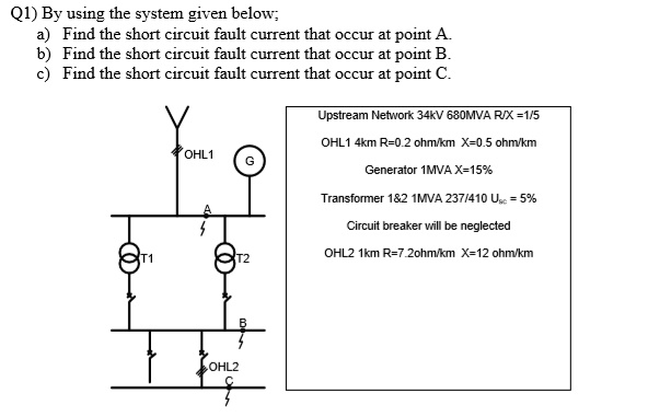 Solved Q1 By Using The System Given Below A Find The Short Circuit Fault Current That Occurs