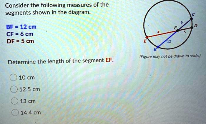 SOLVED: Consider the following measures of the segments shown in the diagram. BF = 12 cm CF = 6 ...