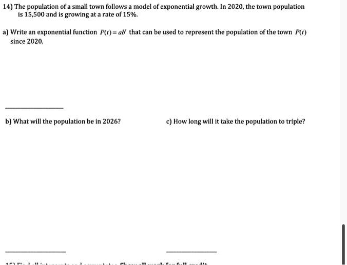 SOLVED: The population of a small town follows a model of exponential ...