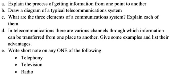 a. Explain the process of getting information from one point to another ...