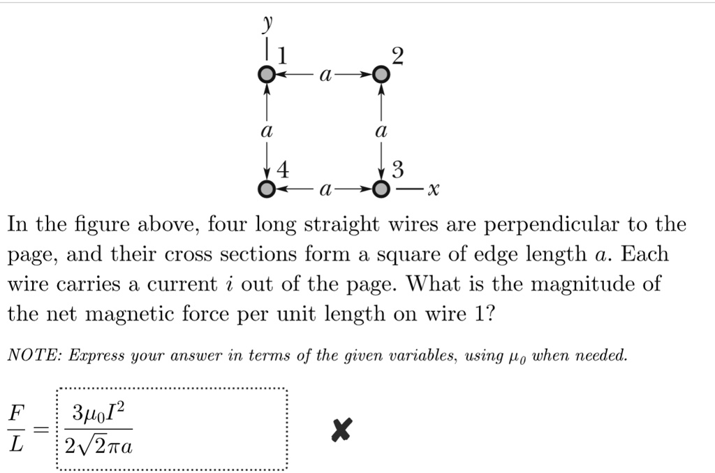 Solved 2 X In The Figure Above Four Long Straight Wires Are