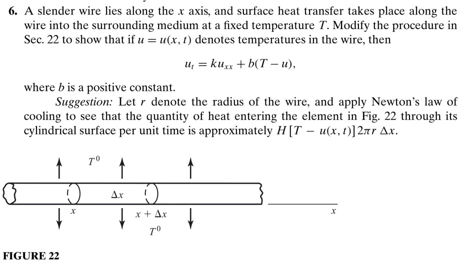 6. A slender wire lies along the x axis, and surface heat transfer ...