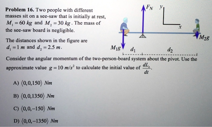 problem 16 two people with different masses sit on see saw that is ...