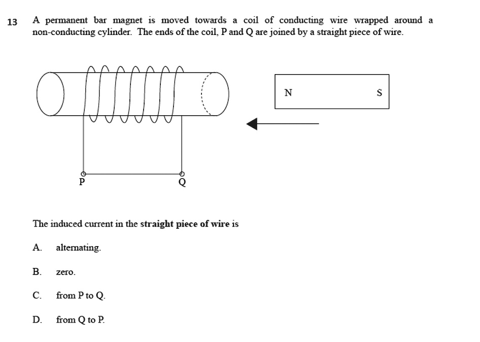 13 A permanent bar magnet is moved towards a coil of...