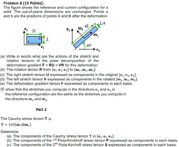 SOLVED: Problem 815 Points: The figure shows the reference and current configuration for a solid ...
