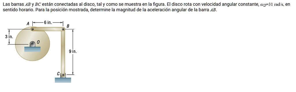 SOLVED: Rods AB and BC are connected to the disk as shown in the figure ...