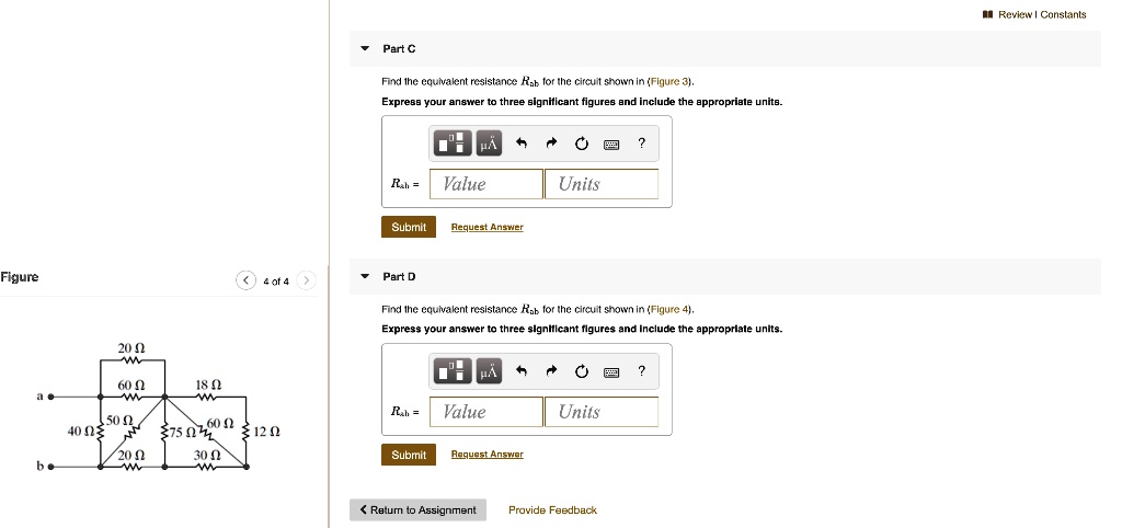 Figure 40 ? 20 ? Part C Find the equivalent resistance Rab for the ...