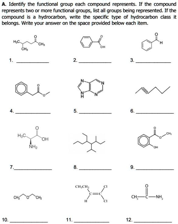 Solved Identify The Functional Group Each Compound Represents If The