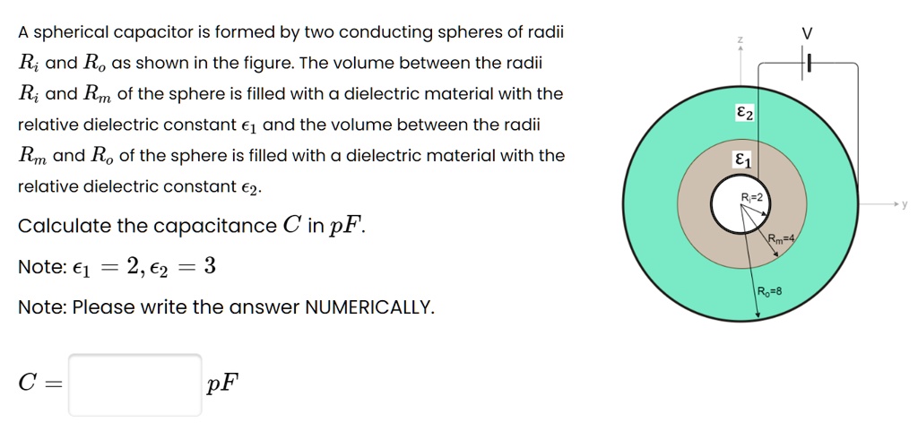 A spherical capacitor is formed by two conducting spheres of radii Ri and Ro as shown in the ...