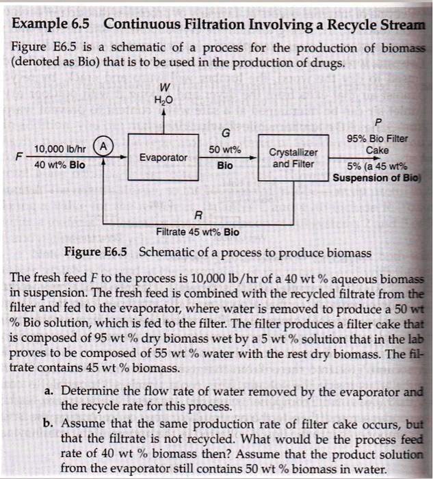 example 65 continuous filtration involving a recycle stream figure e65 ...